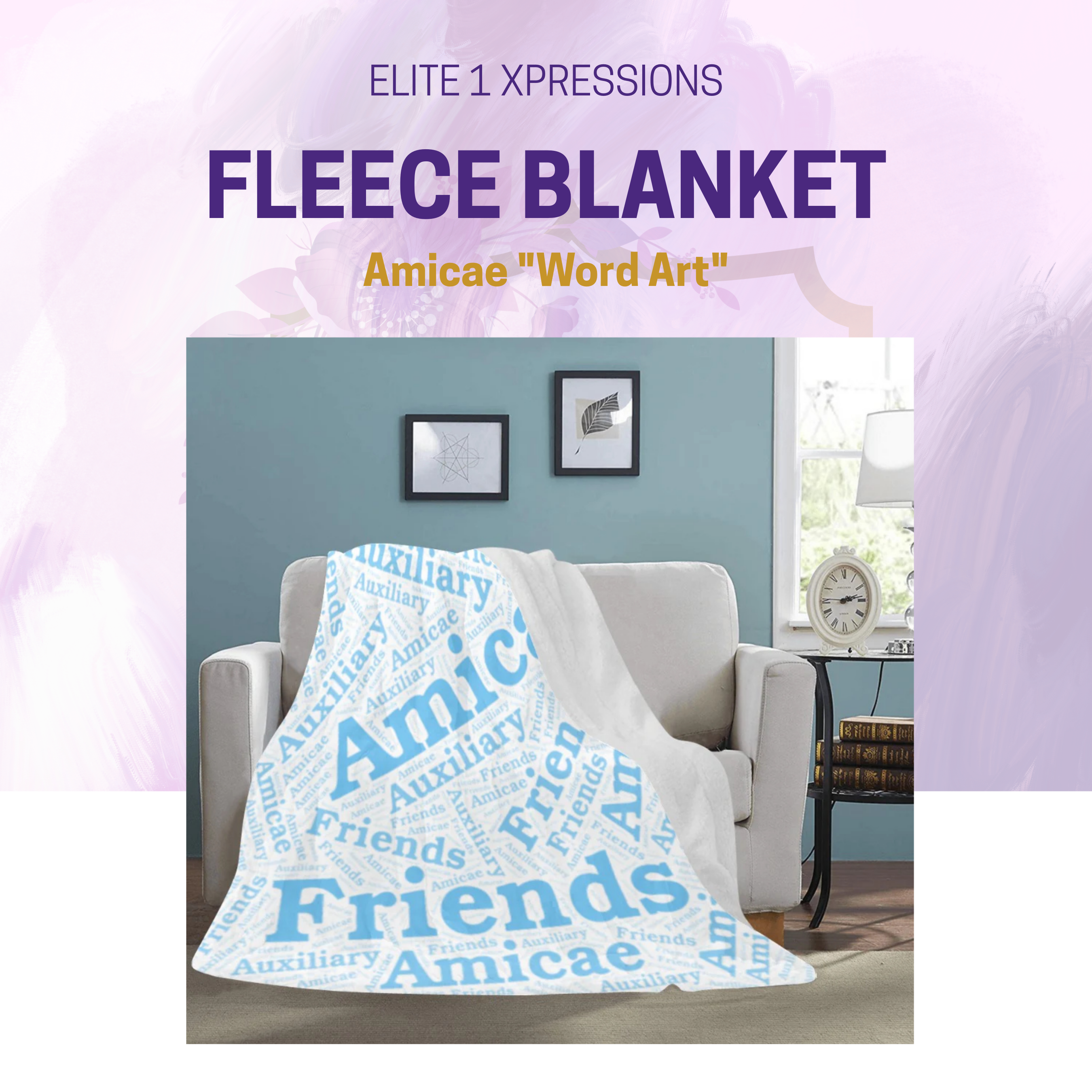 Fleece Blanket ~ Amicae "Word Art" – Elite1Xpressions