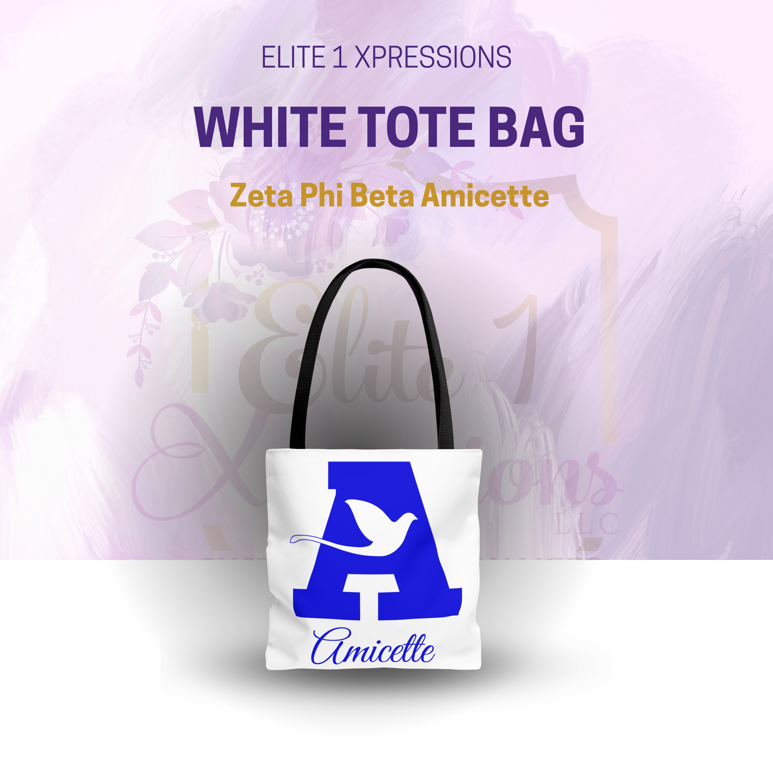 Amicette | Zeta Phi Beta Amicette | White Tote Bag – Elite1Xpressions